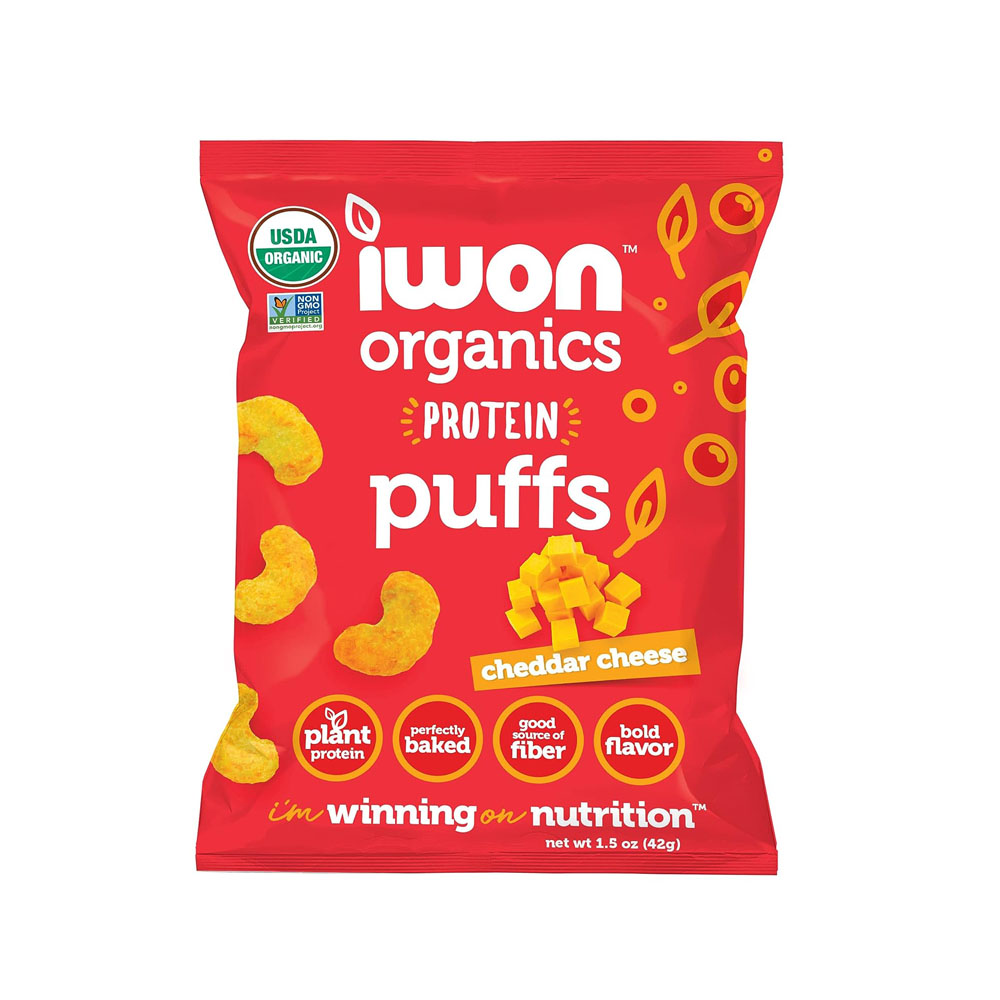 Iwon Organics Protein Puffs Cheddar Cheese Flavor, Vegan – Starplex Goods